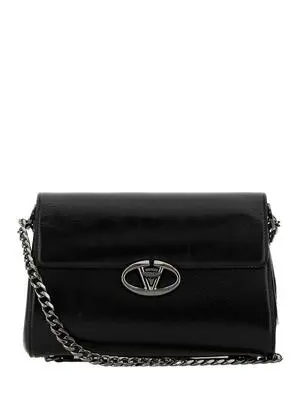 Valentino Garavani Leather Vlogo Shoulder Bag - Black