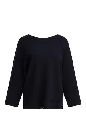 Max Mara Max Mara Boat Neck Long Sleeve Sweater With Tonal Logo Multicolor