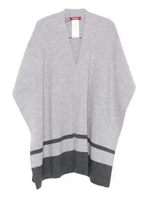 Max Mara Max Mara Cashmere Wool Cape With Stripe Detail Multicolor