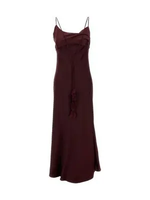 SELF-PORTRAIT Burgundy Satin Flower Midi Dress - Multicolor