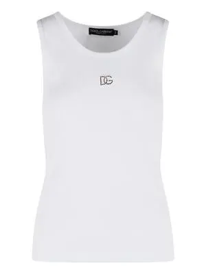 Dolce & Gabbana DOLCE & GABBANA Textile Glass Blend Tank Top White