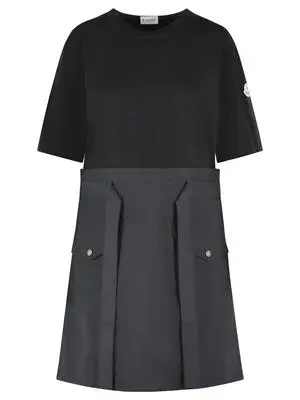 Moncler Cotton Dress With Flap Pockets - Black