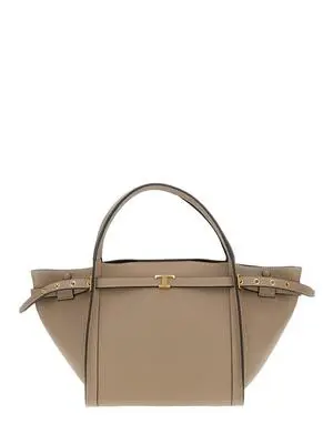 TOD'S Small Leather Shopping Bag With T Timeless Accessory - Multicolor