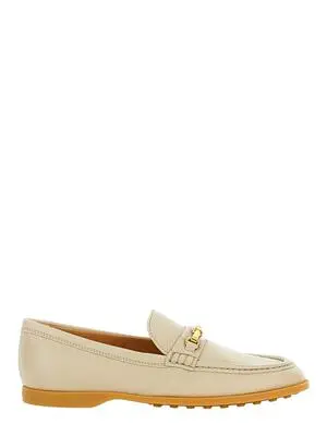 TOD'S Leather Loafers With Gold-tone Hardware - Multicolor