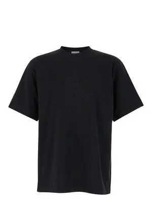 Burberry Burberry Men Black Boxy T-Shiirt With Tonal Equestrian Knight Embroidery In Cotton Man Multicolor