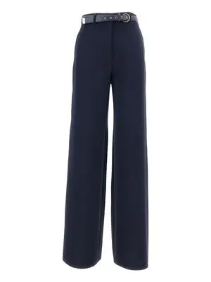 Max Mara Blue Cady Wide Leg Trousers - Multicolor