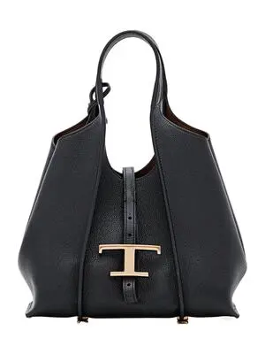 TOD'S Timeless Leather Shopping Bag With T Pendant - Multicolor