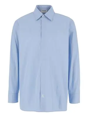 JIL SANDER Light-blue Pinstriped Shirt With Pointed Collar In Cotton - Multicolor