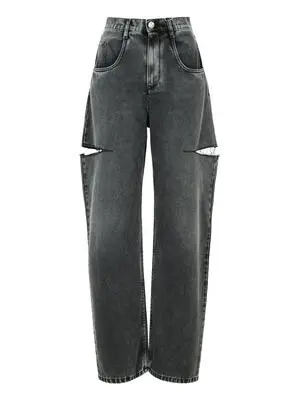 MAISON MARGIELA Wide Leg Jeans With Side Slits - Black