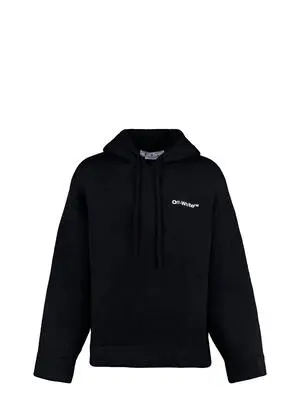 Off-White Knitted Drawstring Hoodie - Black