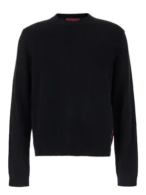 Gucci Black Cashmere Crewneck Sweater With Web Detail - Multicolor