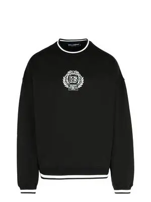 Dolce & Gabbana Cotton Sweatshirt With Logo Embroidery - Black