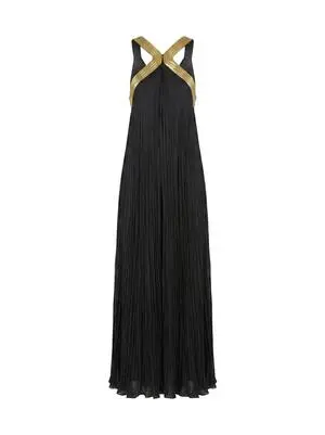 Alberta Ferretti Pleated Silk Gown - Multicolor