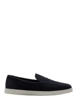Church's Navy Suede Moc Toe Loafers - Blue