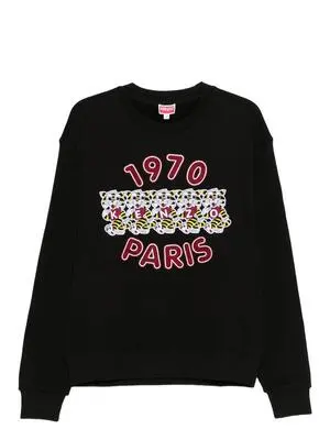 Kenzo Graphic Embroidered Crew Neck Sweatshirt - Black