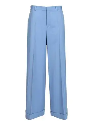 Celine Dock" Wool Wide-leg Trousers - Blue