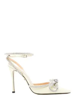 Mach & Mach MACH & MACH Embellished Bow Stiletto Heel Ankle Strap Pumps Yellow