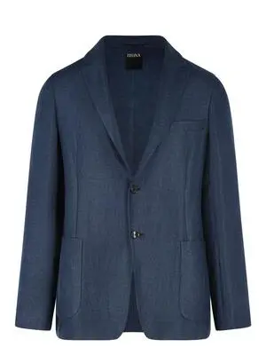 Zegna Drop 8' Linen And Wool Jacket - Blue