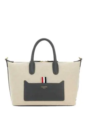 Thom Browne Sand Canvas Duffle Small Handbag - Brown
