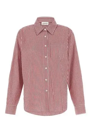 P.a.r.o.s.h P.A.R.O.S.H. Striped Cotton Poplin Shirt With All-Over Rhinestones Red