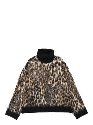 GANNI GANNI Leopard Print High Neck Sweater Multicolor