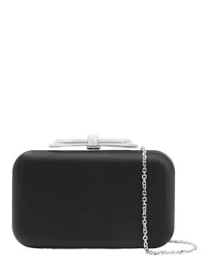 Mach & Mach Crystal-embellished Satin Clutch - Black