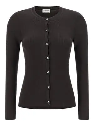 P.a.r.o.s.h Ribbed Cotton Blend Cardigan - Brown