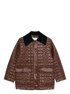 GANNI GANNI Quilted Coat With Contrasting Collar Brown