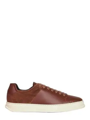 FERRAGAMO Clayton Low-top Sneakers In Leather And Suede - Multicolor