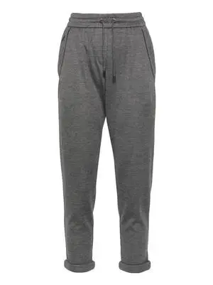 Brunello Cucinelli BRUNELLO CUCINELLI Monili Chain Detail Cotton Blend Track Pants Gray