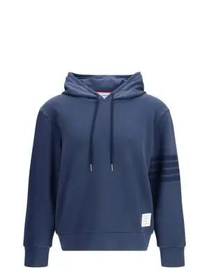 Thom Browne Cotton Hoodie With Signature Stripes - Blue