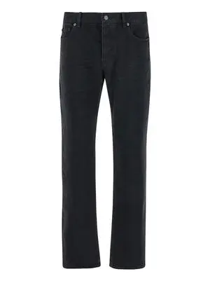 Saint Laurent SAINT LAURENT Black Denim Slim Fit Jeans With Logo Patch Multicolor