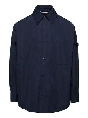 Thom Browne Thom Browne Men Oversized Blue Shirt With Patch Pockets In Polyamide Blend Man Multicolor