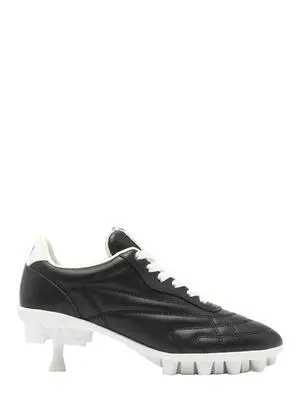 Mihara Yasuhiro Quilted Lace-up Kitten Heel Trainers - Black