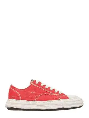 Mihara Yasuhiro Maison Mihara Yasuhiro Red Distressed Effect Lace-Up Low-Top Sneakers Red
