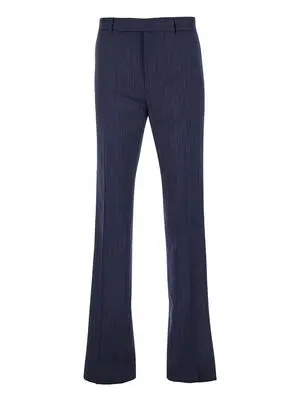Givenchy Blue Wool Flared High-waisted Pinstripe Pants - Multicolor