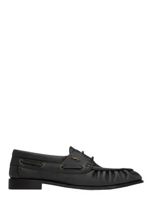 Saint Laurent Leather And Suede Perforated Low Top Sneakers - Black