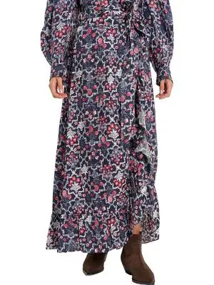 Isabel Marant Étoile Floral Print Linen Wrap Maxi Skirt - Multicolor