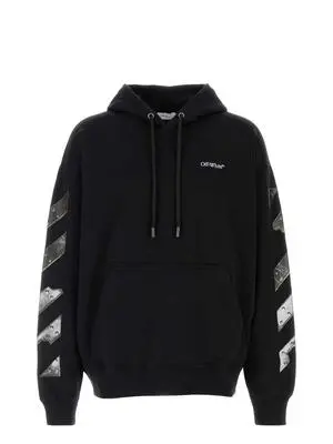 Off-White Cotton Hooded Sweatshirt - Black