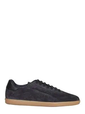 Zegna Dark Blue Suede Low-top Sneakers - Multicolor