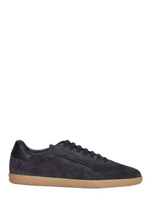 Zegna Dark Blue Suede Low-top Sneakers - Multicolor