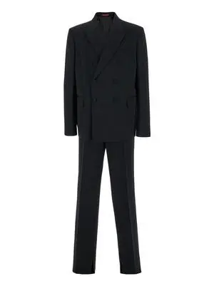 Gucci Black Double-breasted Suit With G Detail In Wool - Multicolor