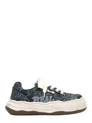 Mihara Yasuhiro MAISON MIHARA YASUHIRO Low-Top Canvas Trainers With All-Over Print Blue