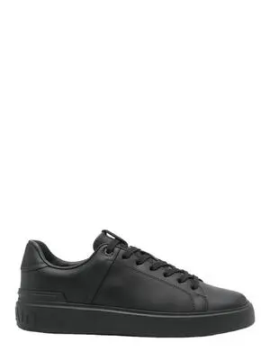 Balmain Calf Leather Lace-up Low-top Sneakers - Black