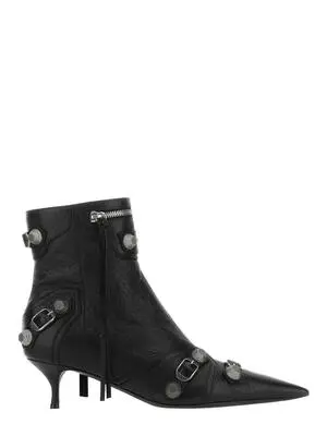 Balenciaga Leather Cagole Ankle Boots - Black
