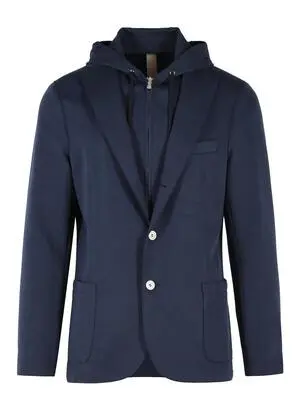 Eleventy Cotton Blend Hooded Blazer - Blue