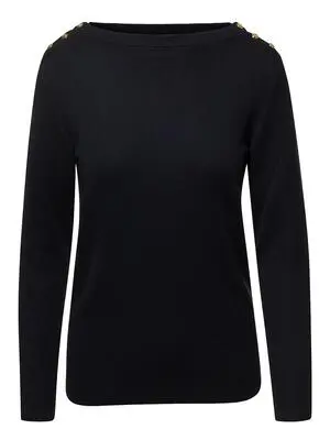 GUCCI GUCCI Black Cashmere Sweater With Golden Logo Buttons