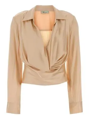 Blumarine BLUMARINE Stretch Satin Draped Blouse Orange