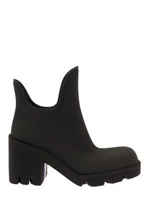 Burberry Rachel Black Rubber Ankle Boots With Checked Interior - Multicolor