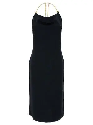 Bottega Veneta Midi Dress With Chain Strap In Double Viscose - Multicolor
